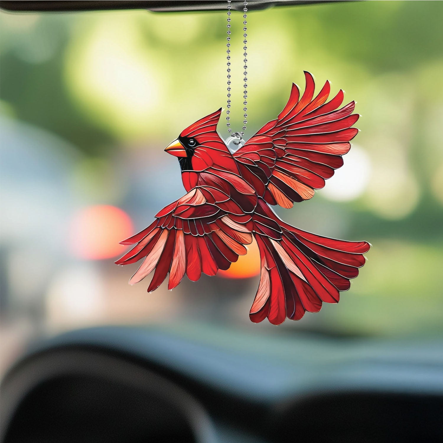 Cardinal Bird with Flowers, Ornaments Car - Car Decoration Acrylic 2D ...