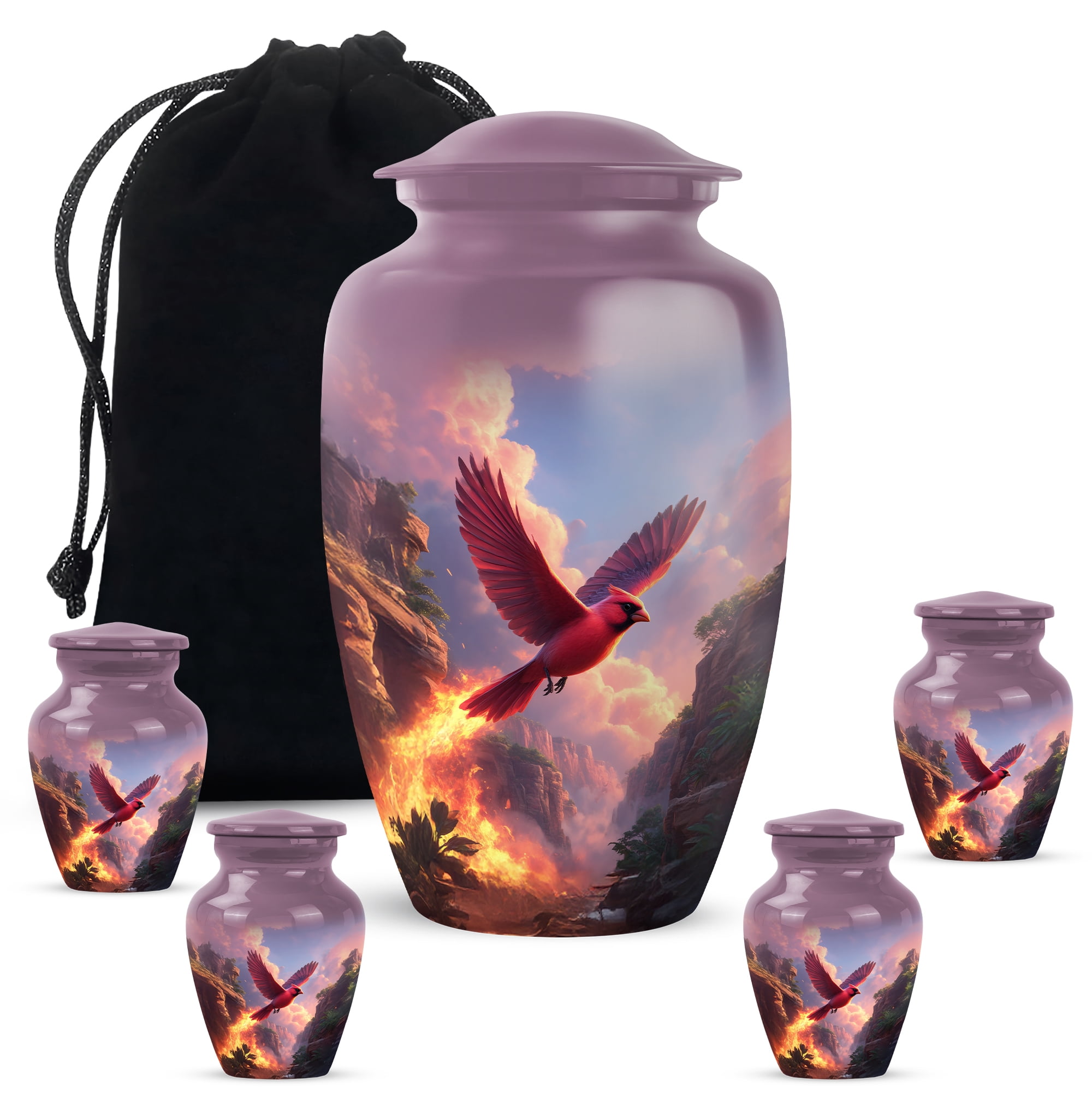 Cardinal Bird Funeral Large Urns for Human Ashes – Memorial Urn for ...