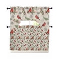 Cardinal Bird Kitchen Curtain and Valance Set 3 Pieces, Rod Pocket ...