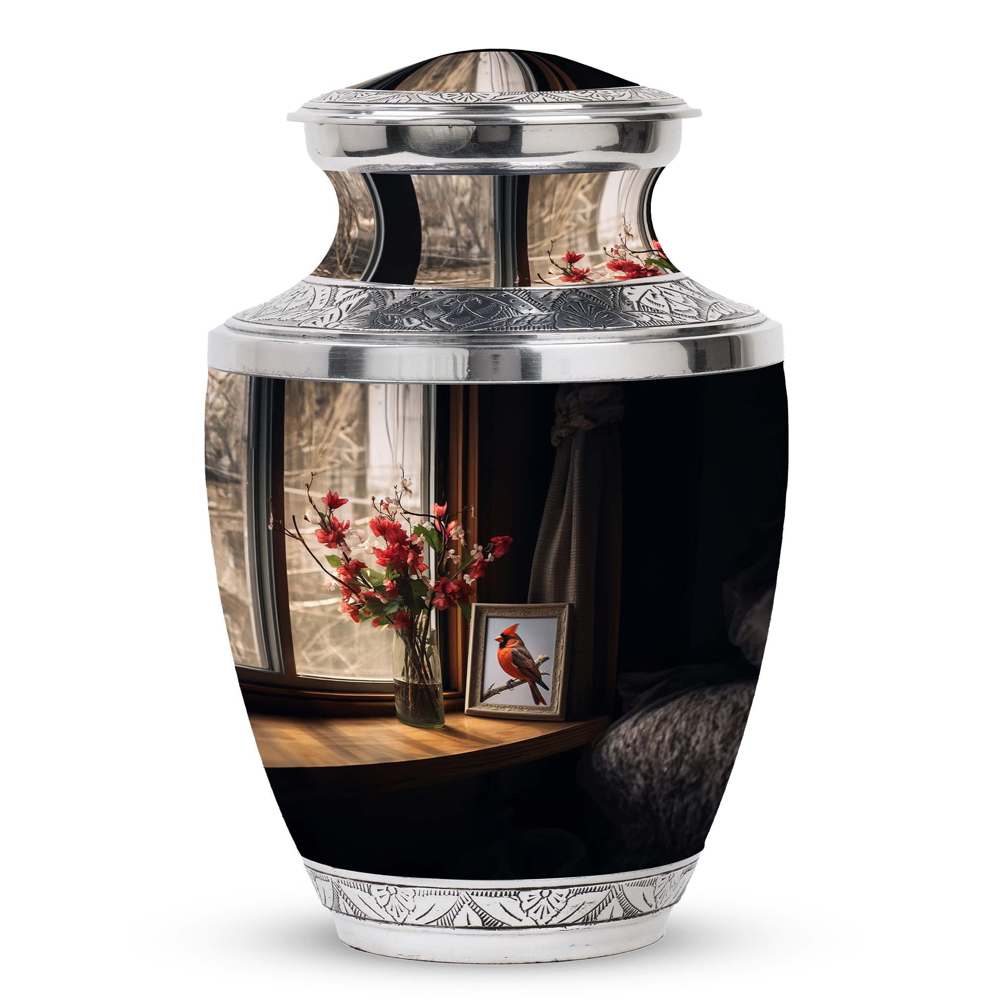 Cardinal Bird Large Metal Urn - Emotionally Charged Tribute for Adult ...