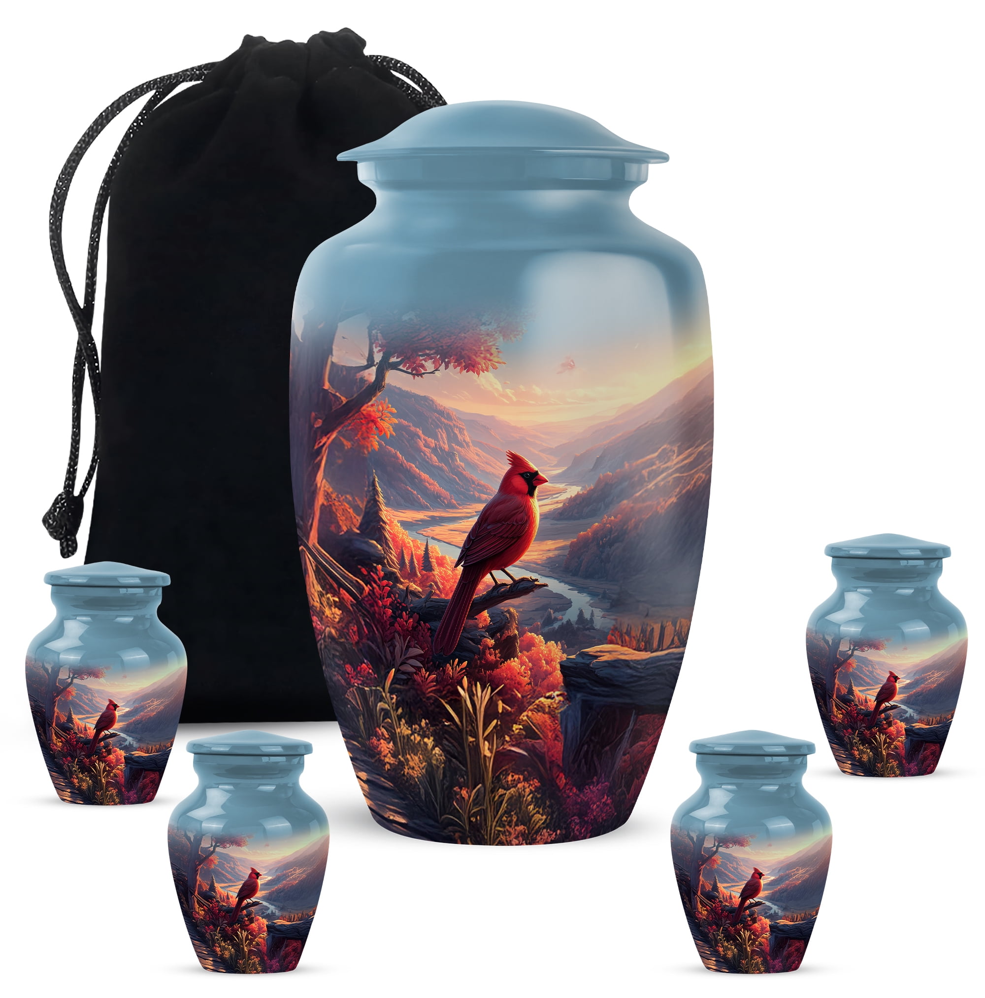 Cardinal Bird Large Urns For Male And Female - Blue Mini Urns For Human ...