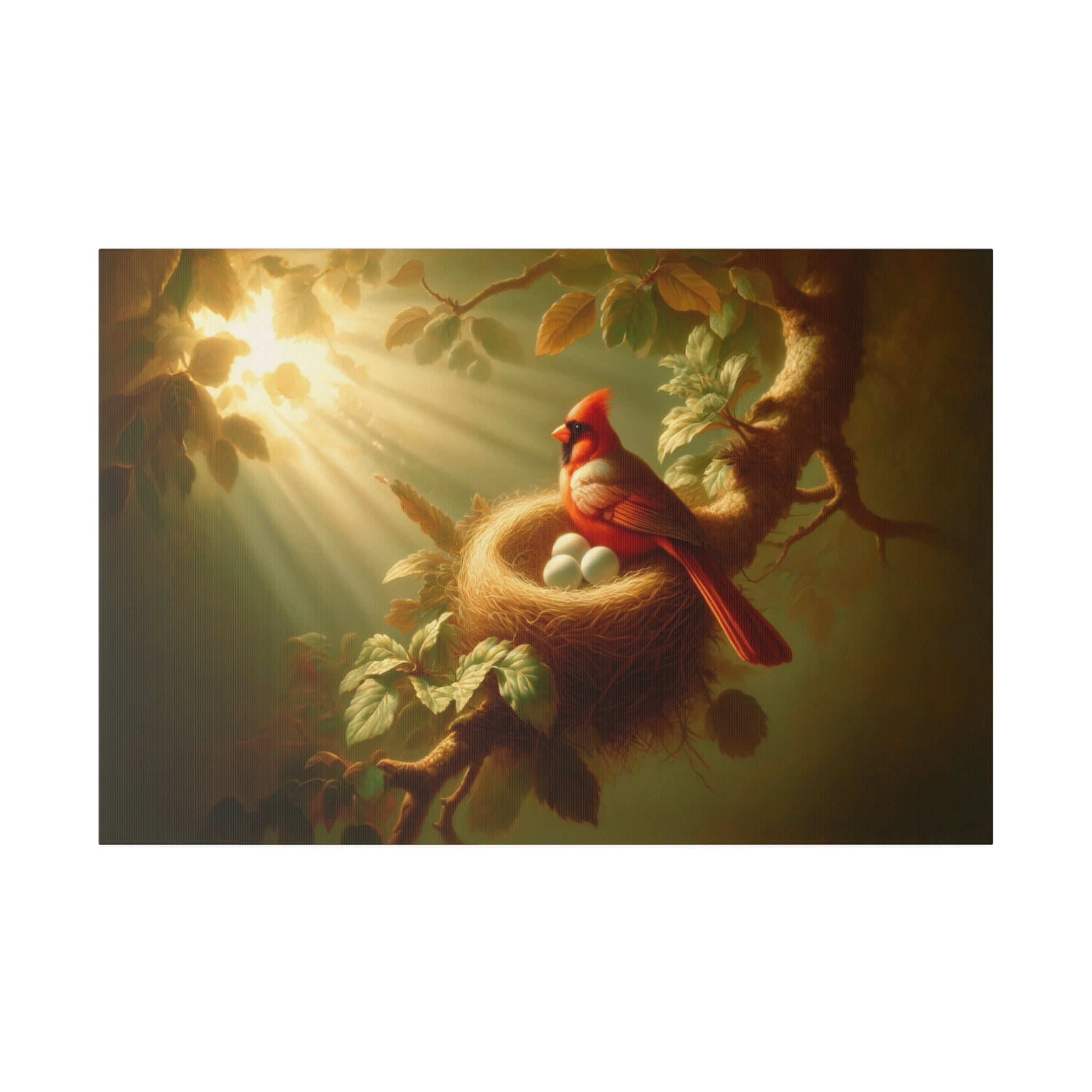 Cardinal Bird & Nest II - Matte Canvas, Wall Decor Wall Art Home Decor ...