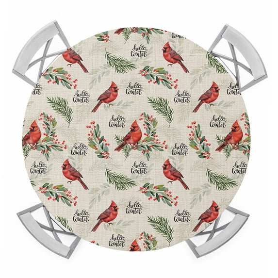 Cardinal Bird Round Tablecloth for 36-44 Inch Tables, Fitted Table ...