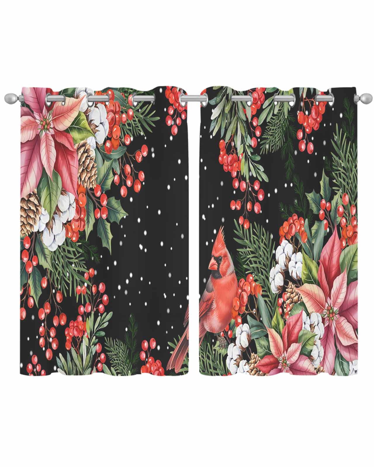Cardinal Bird Sheer Curtains 45 Inch Length 2 Panels Set for Living ...