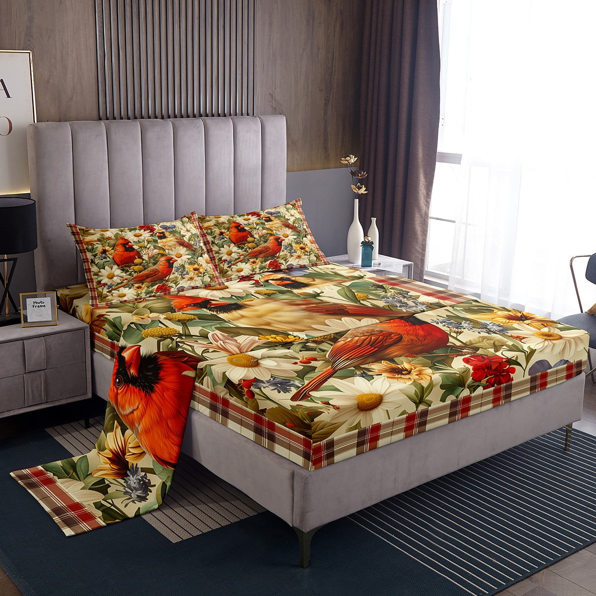 Cardinal Bird Sheet Set Rustic Farmhouse Themed Bed Sheets Set King ...