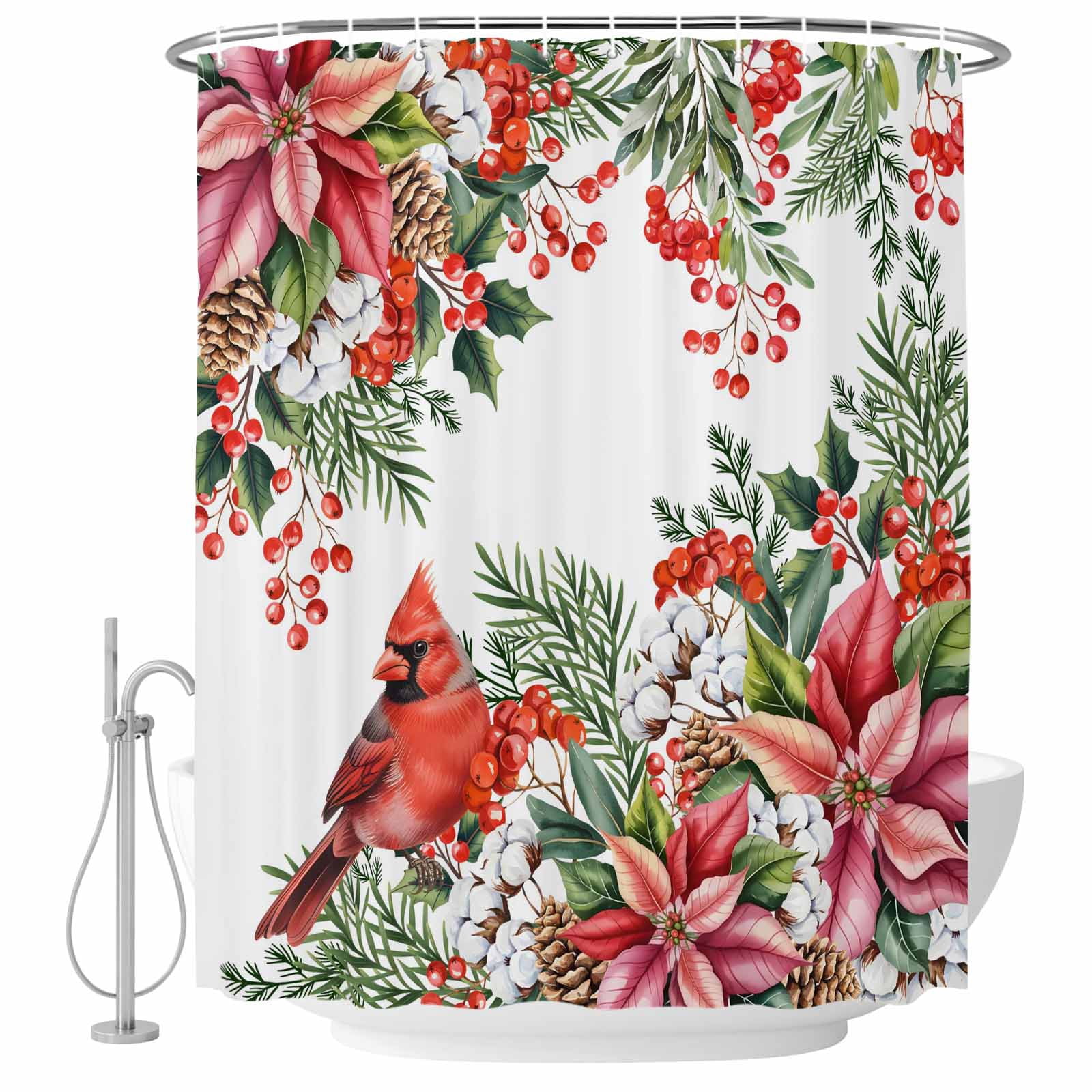 Cardinal Bird Shower Curtain, Waterproof Shower Curtains for Bathroom ...