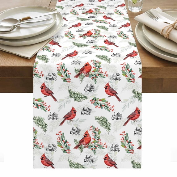 Cardinal Bird Table Runner - 48 Inch Long, Kitchen Dining Table Runner ...