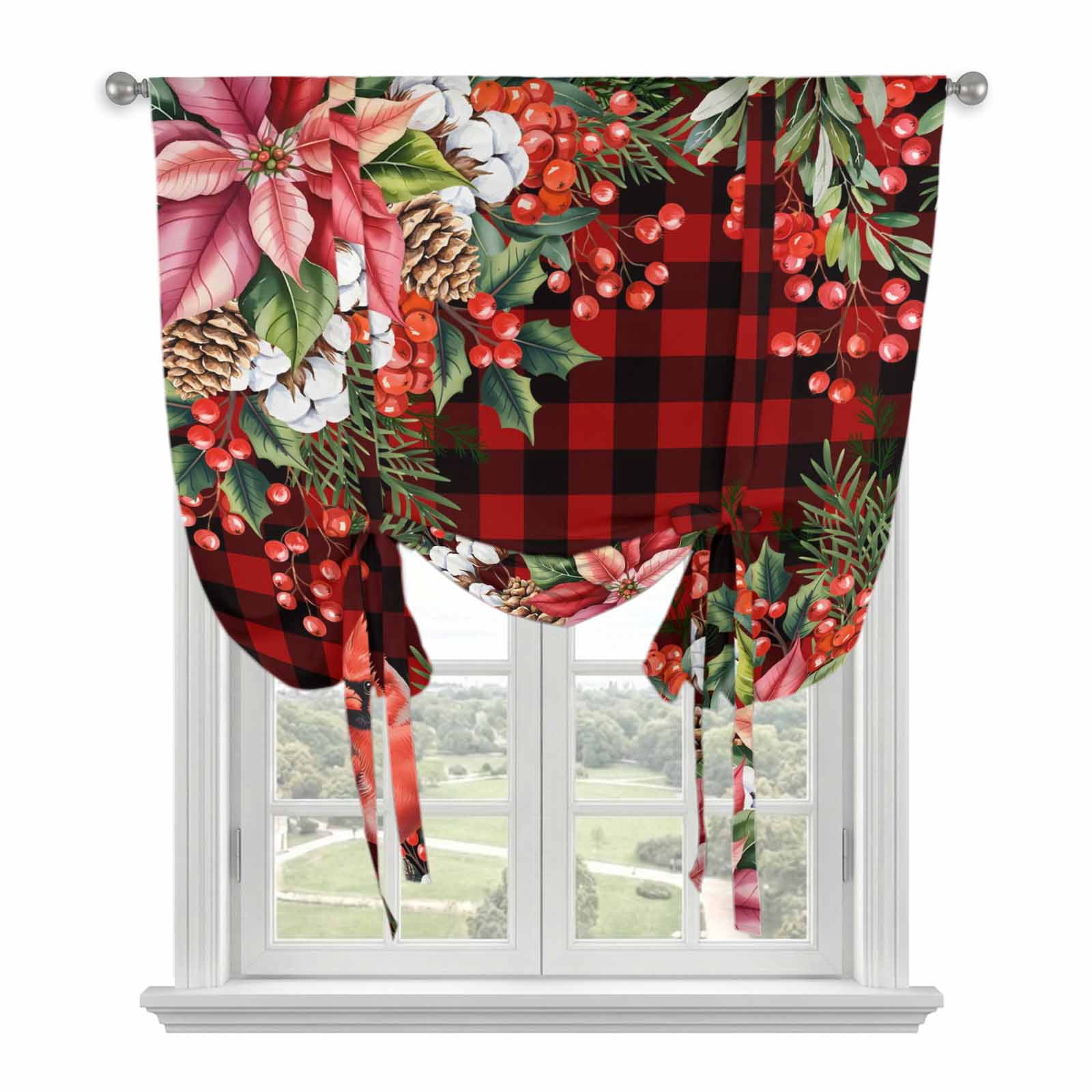 Cardinal Bird Tie Up Curtains for Window, Thermal Insulated Balloon ...