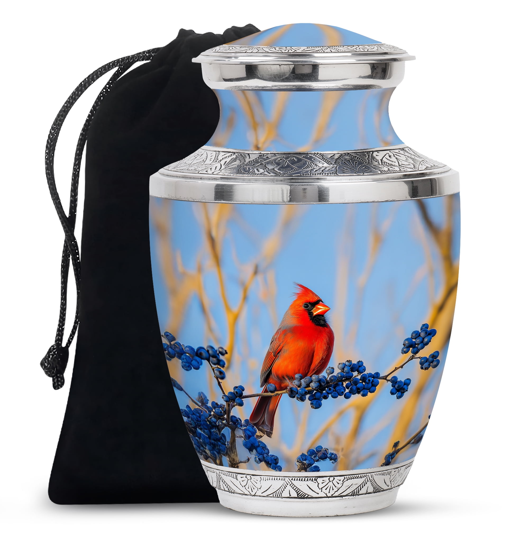 Cardinal Bird Urn – Large Memorial for Adult Ashes, Funeral Container ...