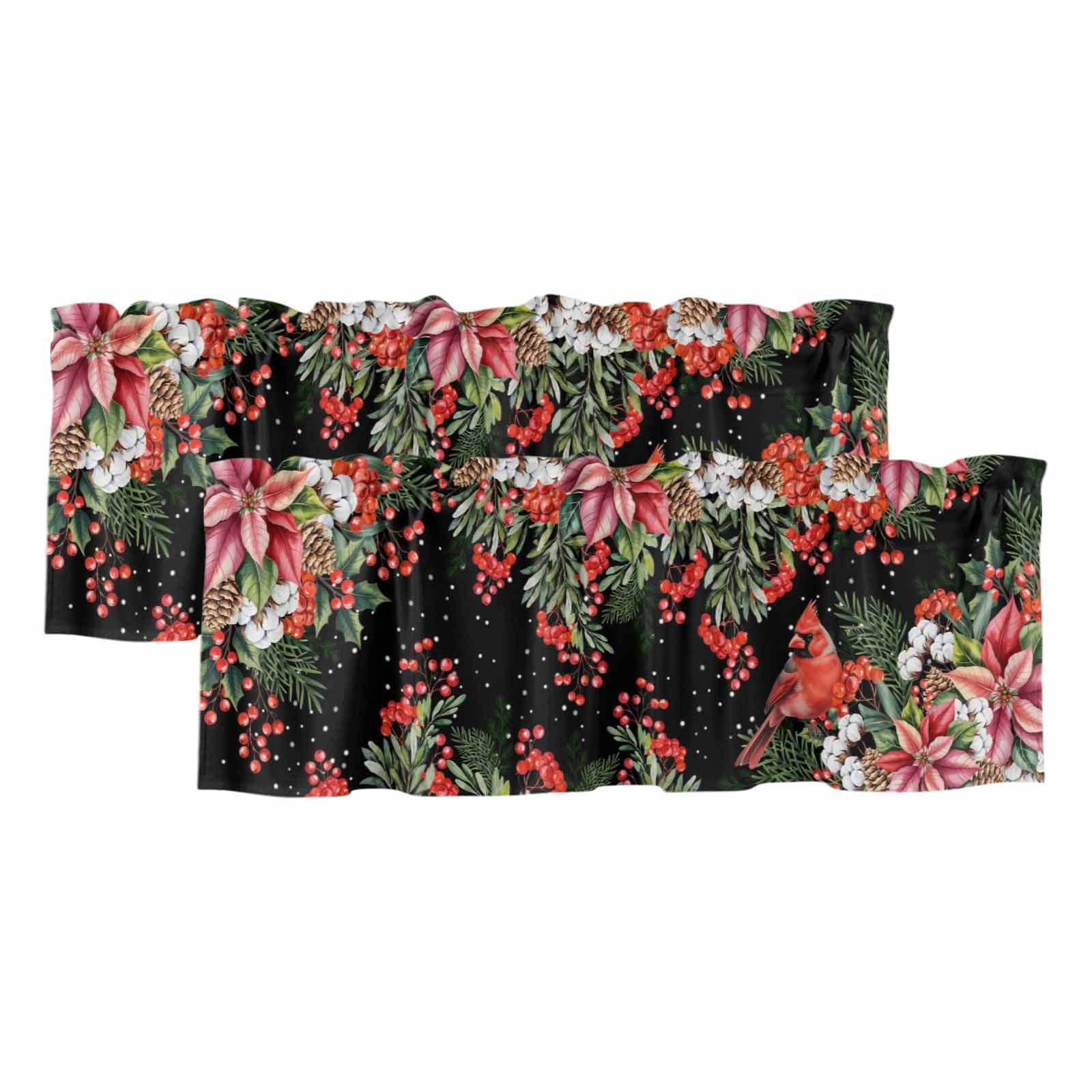 Cardinal Bird Valances for Windows, Decorative Rod Pocket Window ...