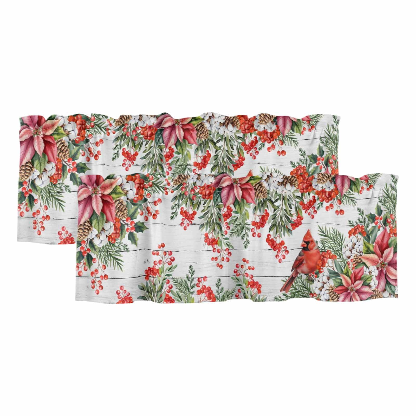 Cardinal Bird Valances for Windows, Decorative Rod Pocket Window ...
