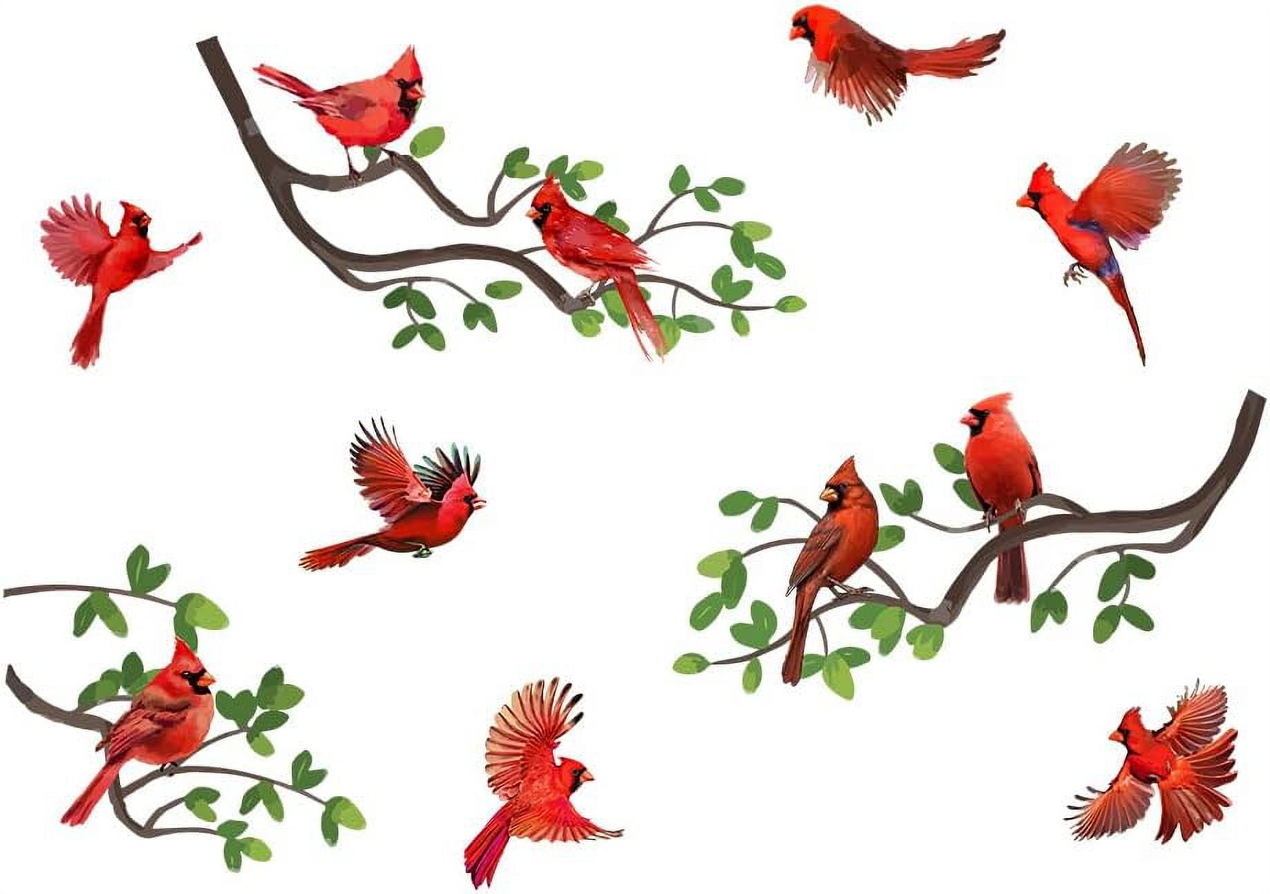 Cardinal Bird Wall Decals Cardinal Standing on Tree Branch Wall ...