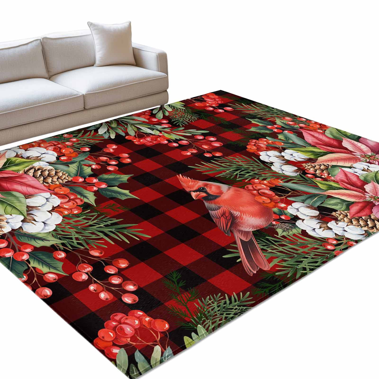 Cardinal Bird Washable Rug 3x5 Area Rug for Living Room Bedroom Non ...