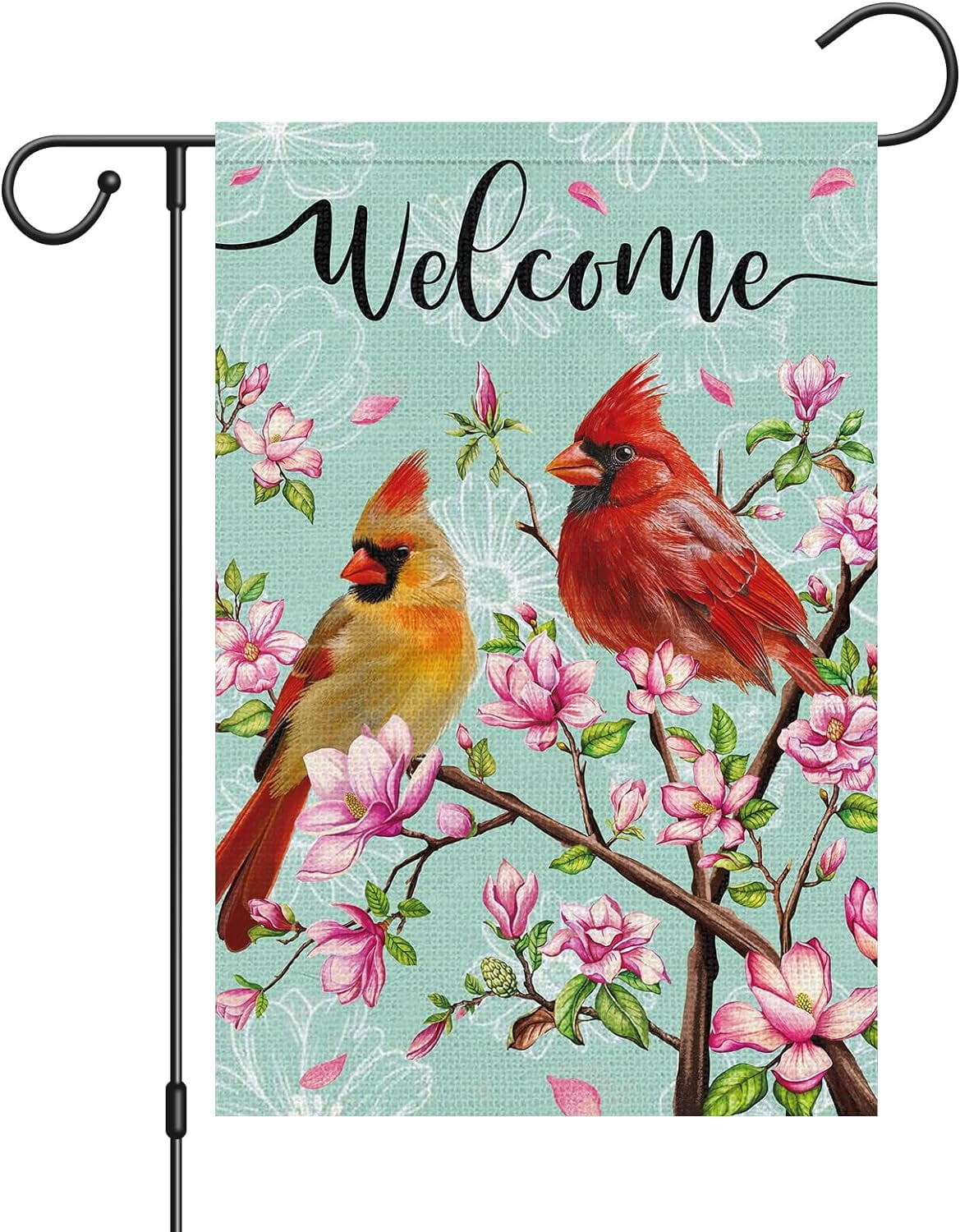 Cardinal Bird Welcome Spring Garden Flag, 12x18 Inch Vertical Double ...
