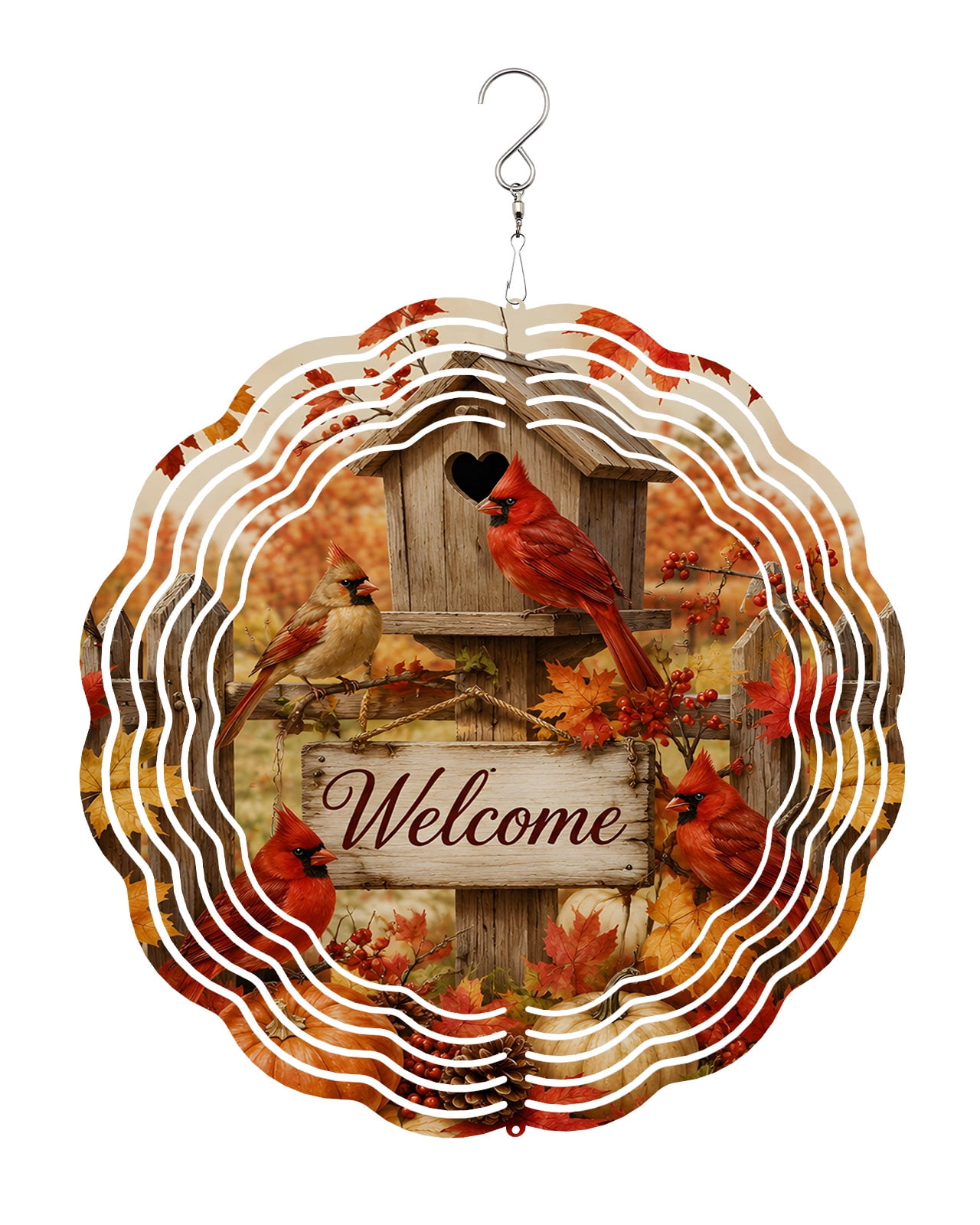 Cardinal Bird Wind Spinner for Garden Yard 12In, Fall Red Bird Orange ...