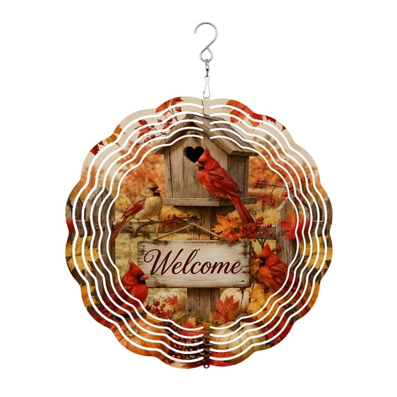 Cardinal Bird Wind Spinner for Garden Yard 12In, Fall Red Bird Orange ...