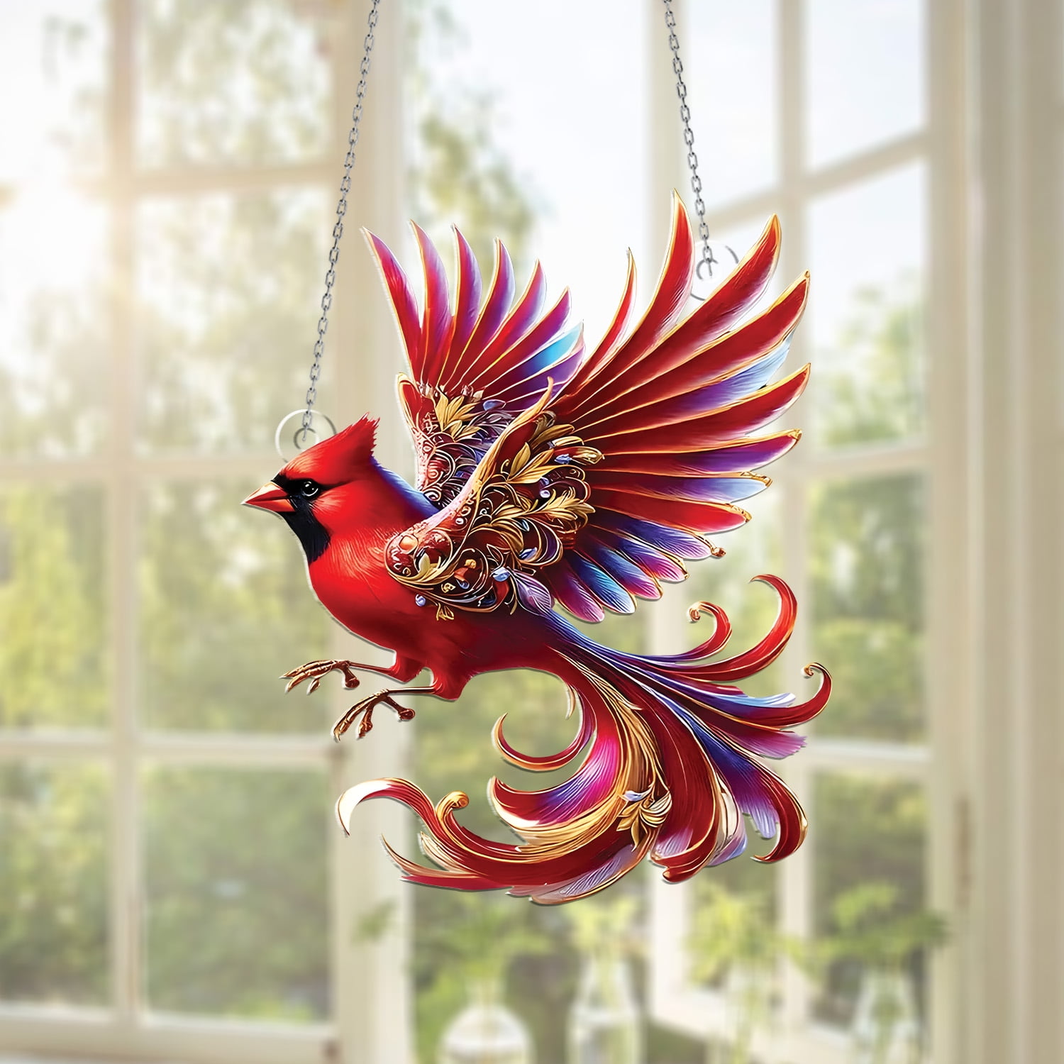Cardinal Bird Window Hanging, Beautiful Red Cardinal Design with ...