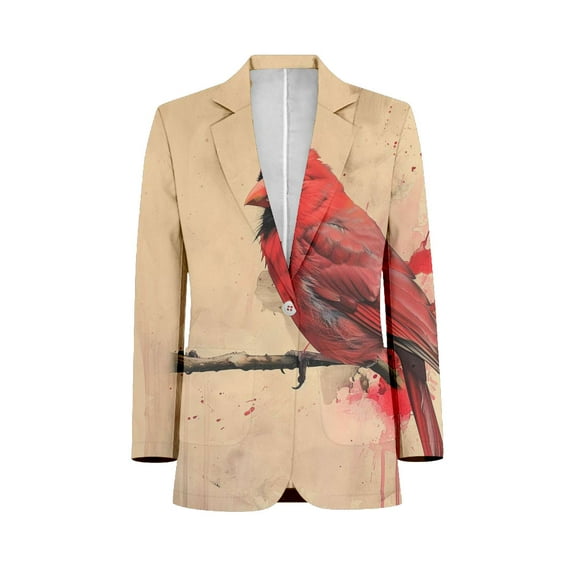 Cardinal Bird Winter Greenery Customized Men's Suits full man Shawl ...
