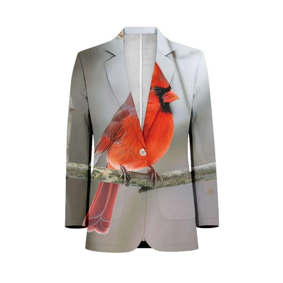Cardinal Bird Winter Greenery Customized Men's Suits full man Shawl ...