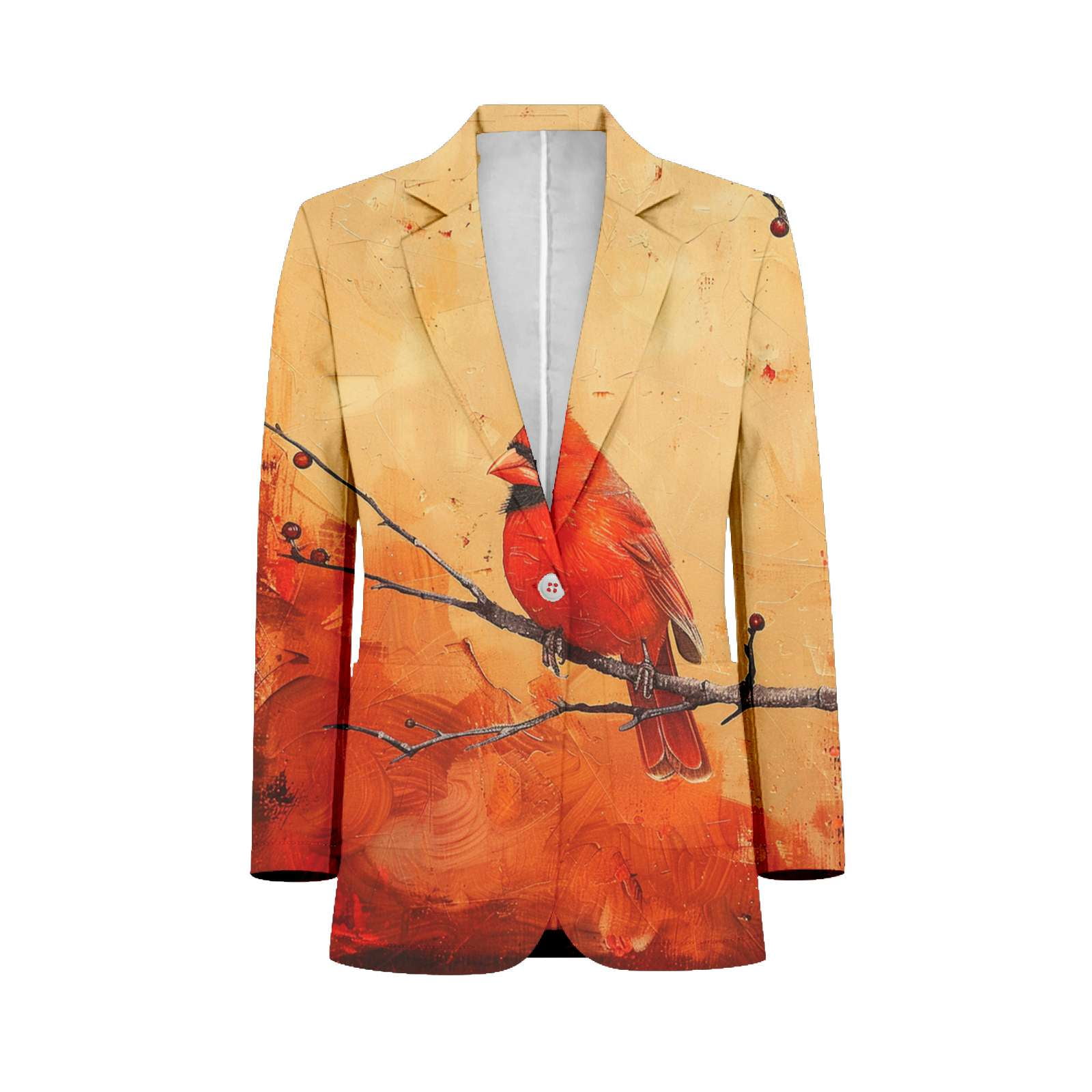 Cardinal Bird Winter Greenery Customized Men's Suits full man Shawl ...