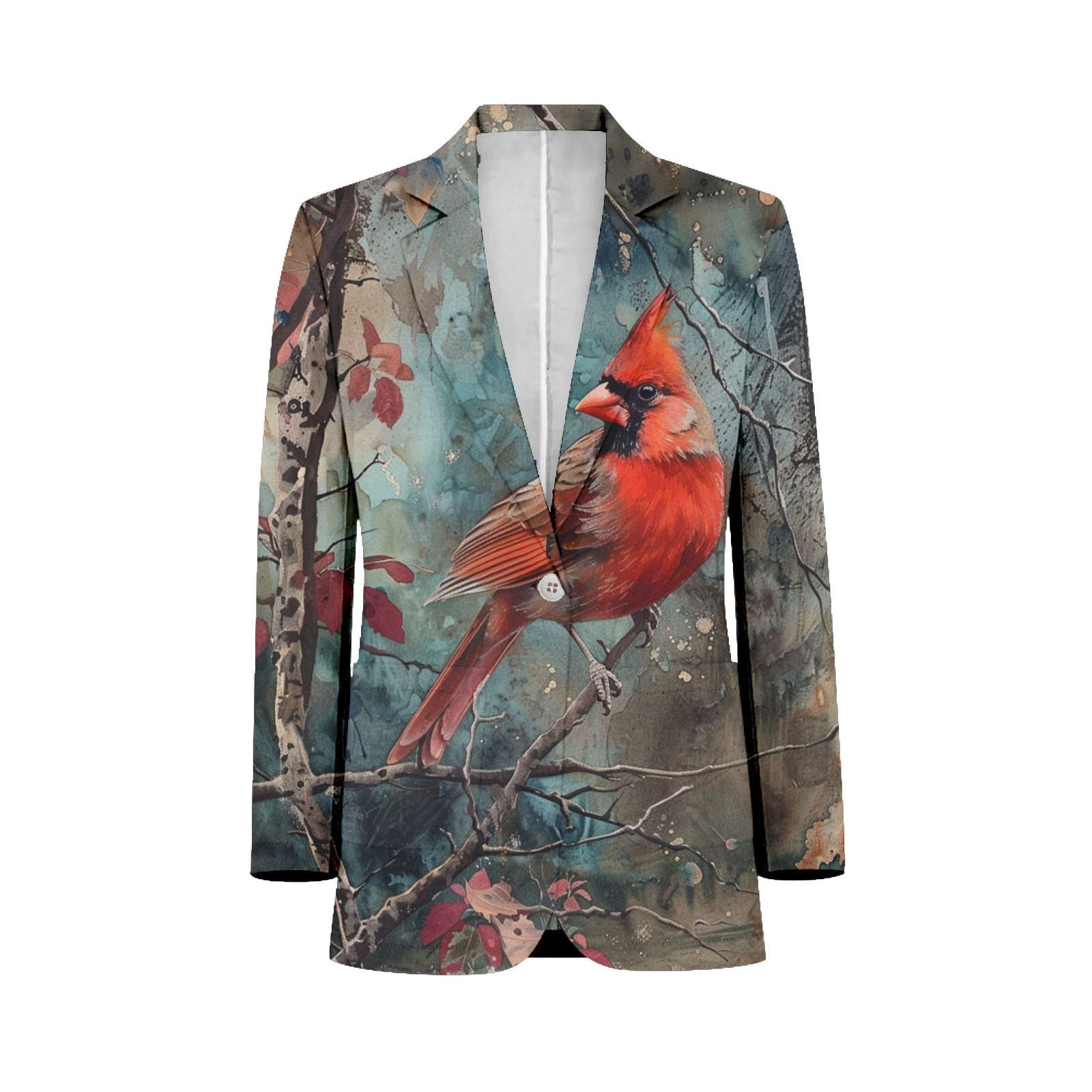 Cardinal Bird Winter Greenery Customized Men's Suits full man Shawl ...