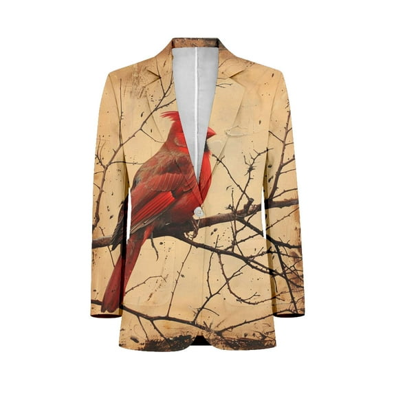 Cardinal Bird Winter Greenery Customized Men's Suits full man Shawl ...
