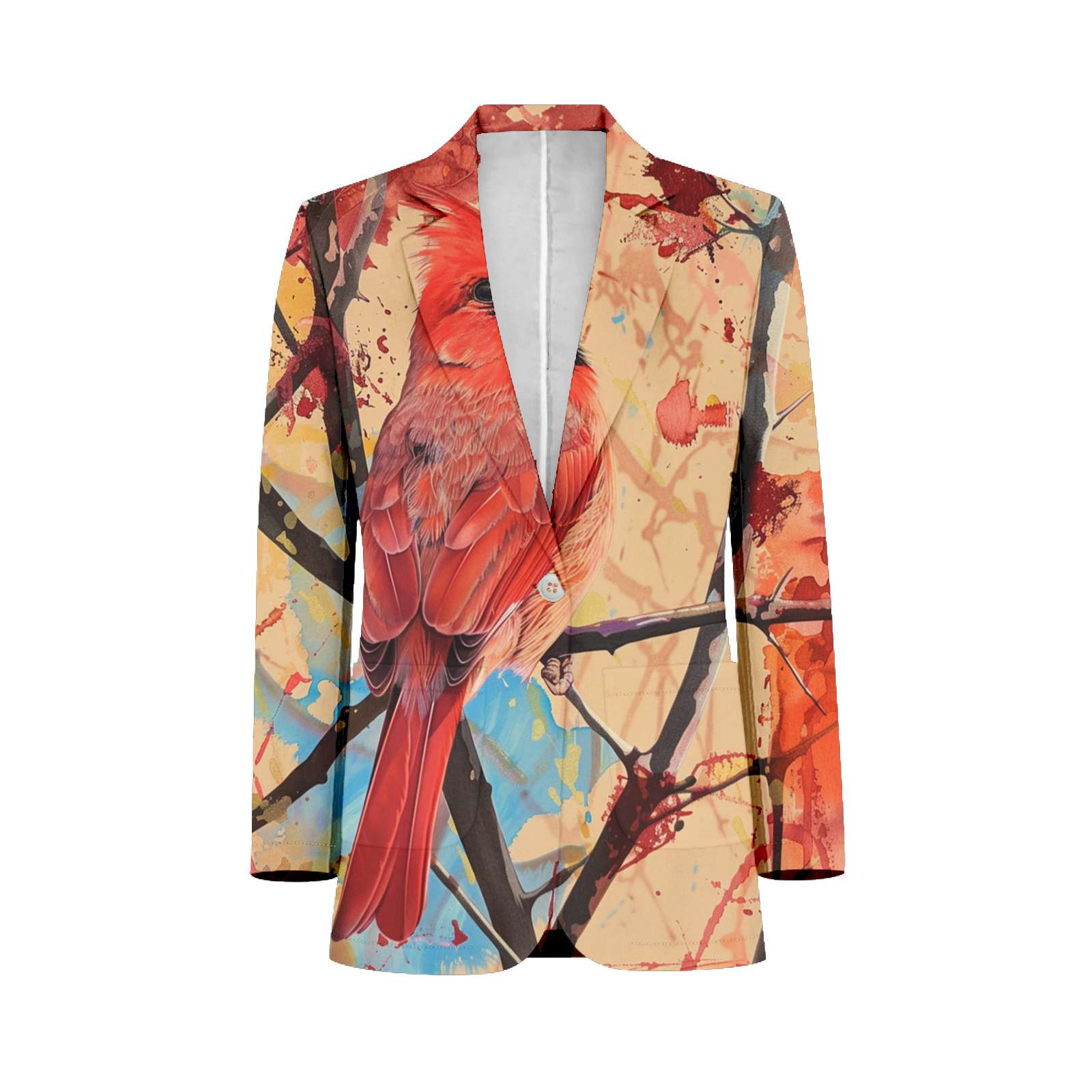 Cardinal Bird Winter Greenery Men's Suit Blazer Casual Party Wear Slim ...