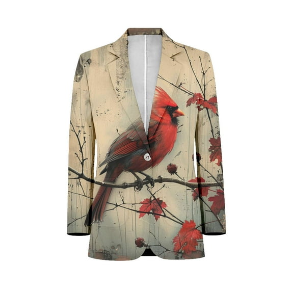 Cardinal Bird Winter Greenery Men's Suit Blazer Casual Party Wear Slim ...