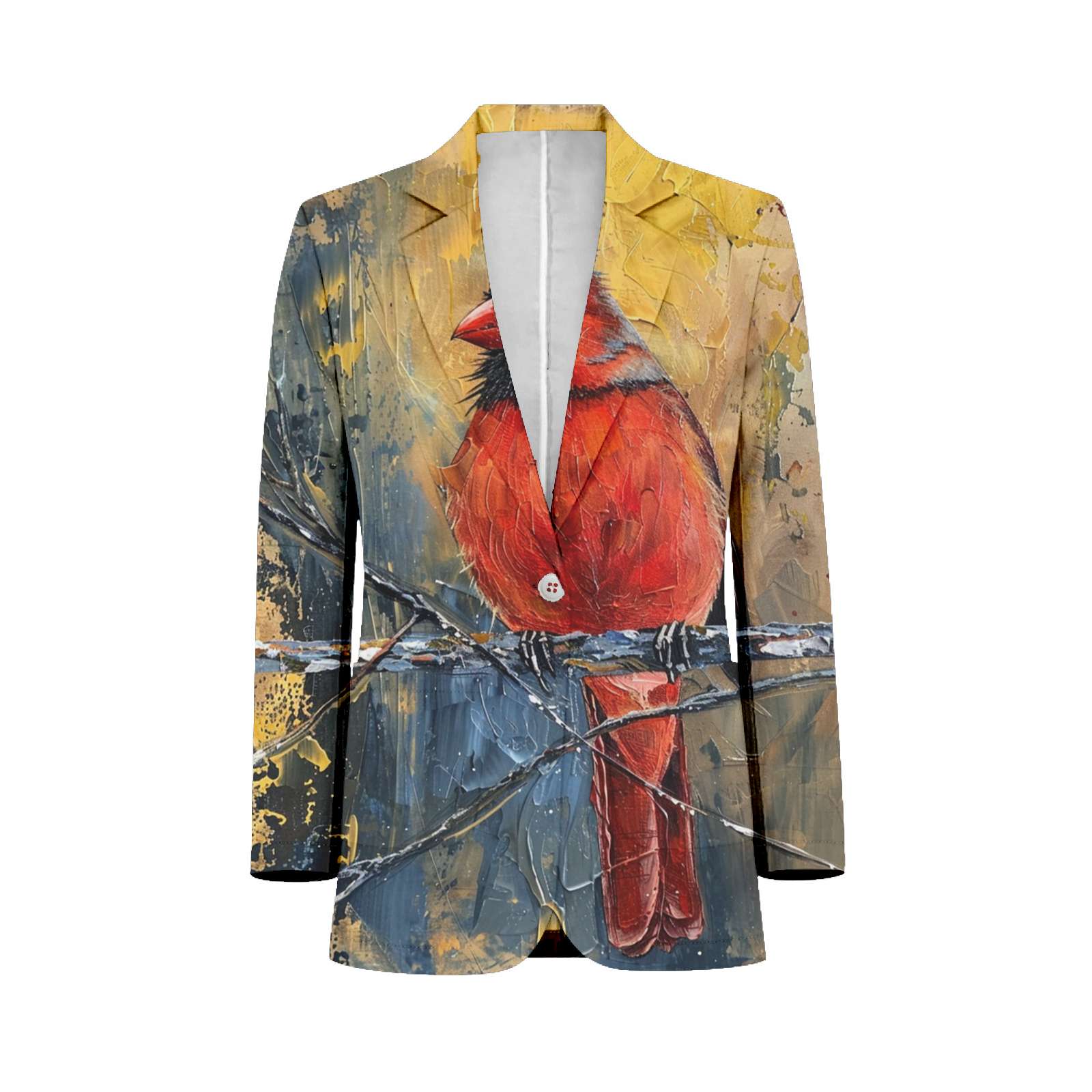 Cardinal Bird Winter Greenery Men's Suit Blazer Casual Party Wear Slim ...