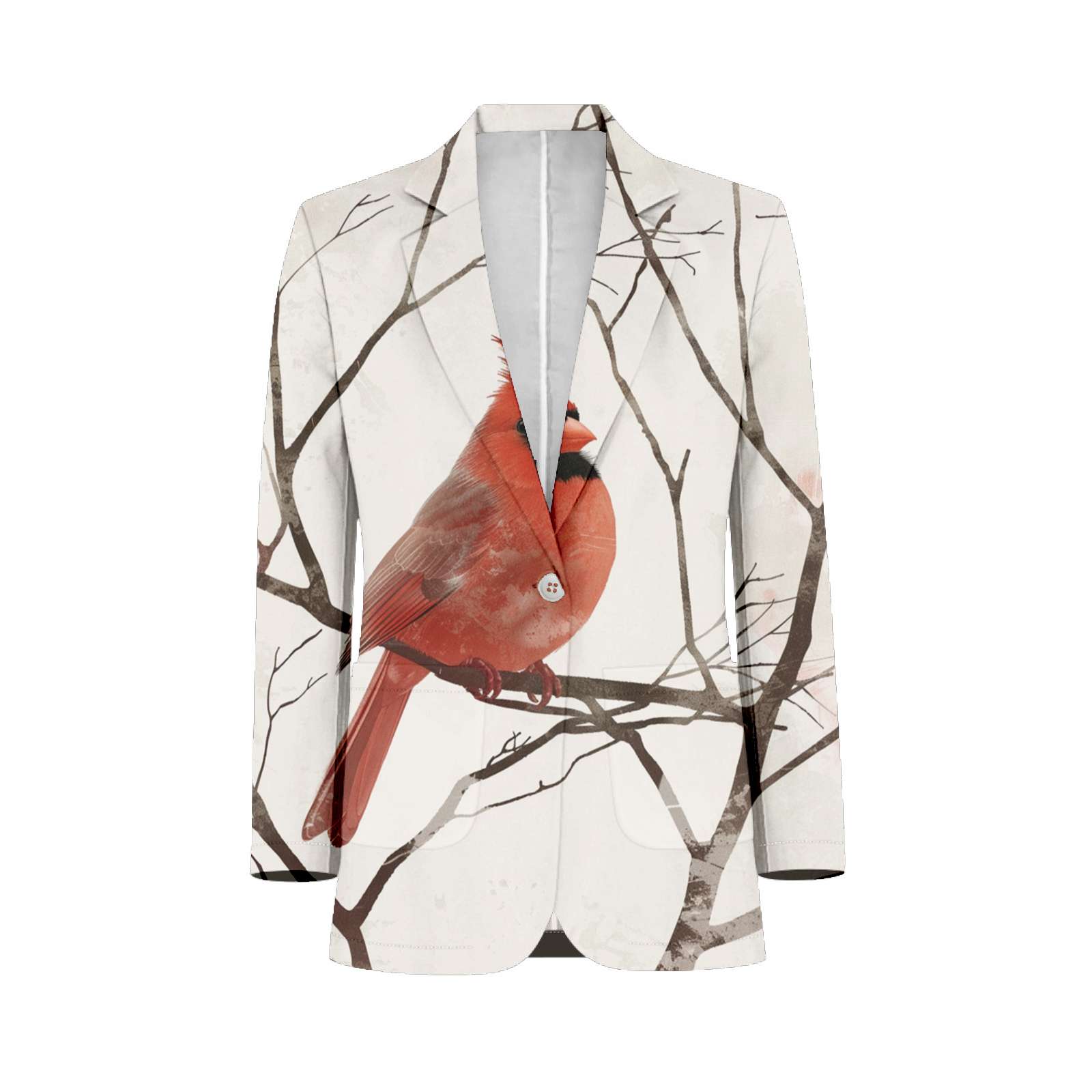 Cardinal Bird Winter Greenery Men's Suit Blazer Casual Party Wear Slim ...