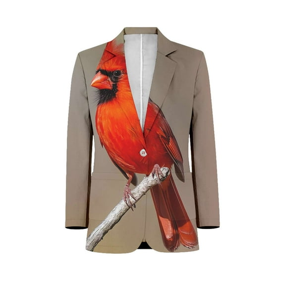Cardinal Bird Winter Greenery Men's Suit Blazer Casual Party Wear Slim ...