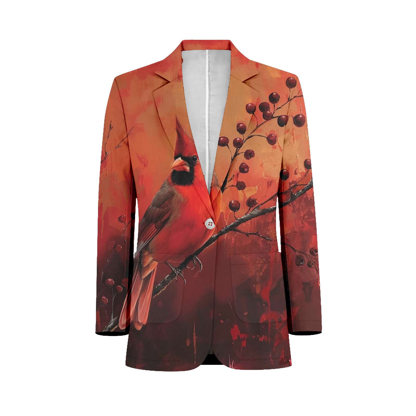 Cardinal Bird Winter Greenery Men's Suit Blazer Casual Party Wear Slim ...