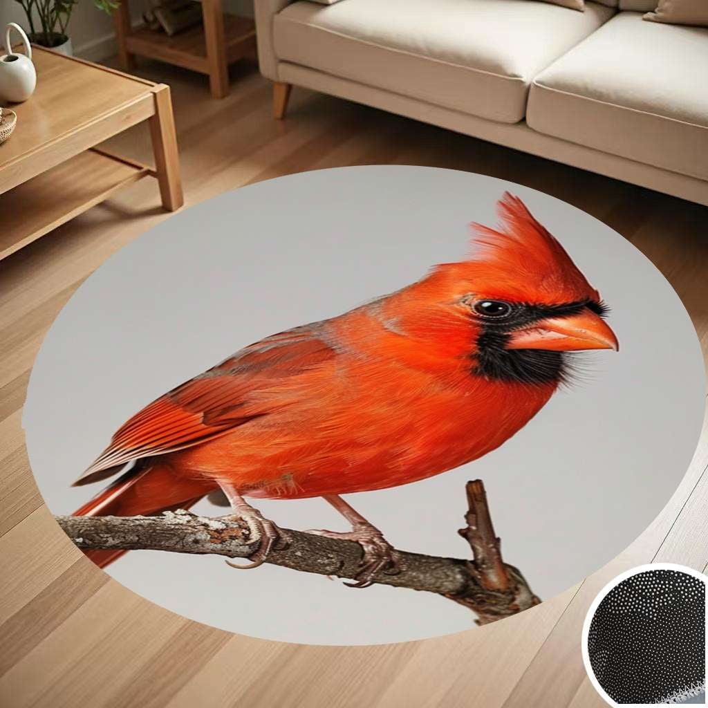 Cardinal Bird Winter Greenery Round Carpet Living Room Bedroom Home ...