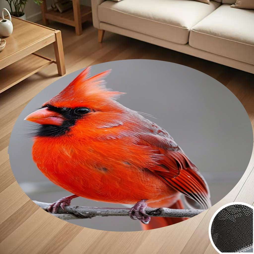 Cardinal Bird Winter Greenery Round Carpet Living Room Bedroom Home ...