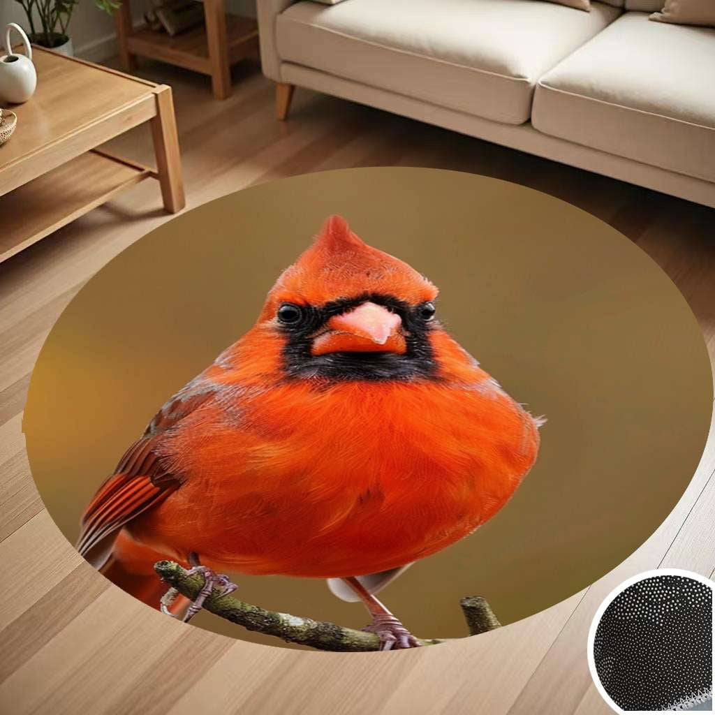 Cardinal Bird Winter Greenery Round Carpet Living Room Bedroom Home ...