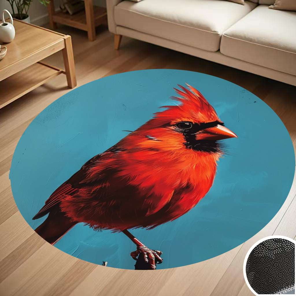 Cardinal Bird Winter Greenery Round Carpet Living Room Bedroom Home ...