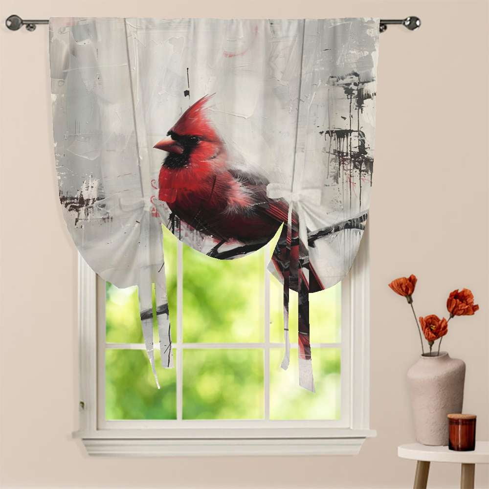 Cardinal Bird Winter Greenery Window Curtain for Living Room Roman ...
