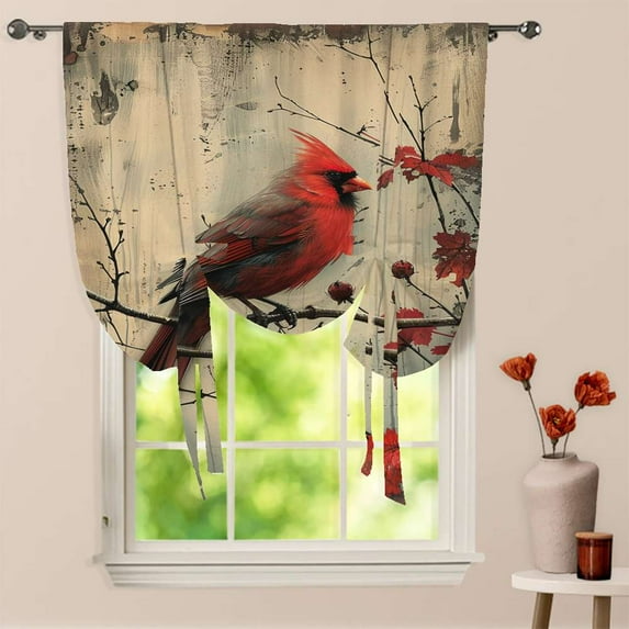 Cardinal Bird Winter Greenery Window Curtain for Living Room Roman ...