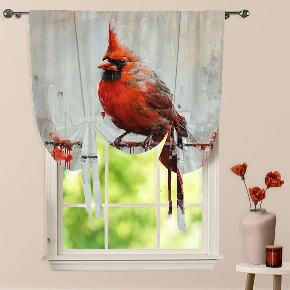 Cardinal Bird Winter Greenery Window Curtain for Living Room Roman ...