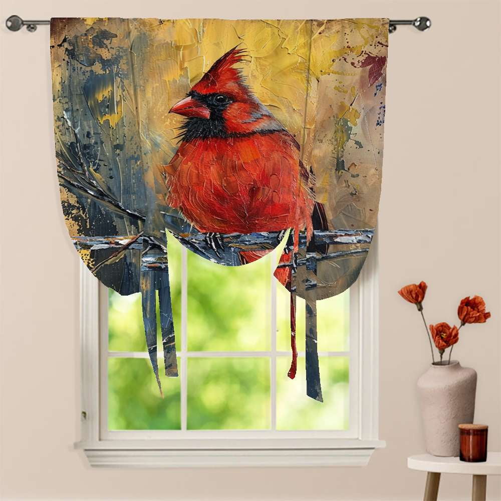 Cardinal Bird Winter Greenery Window Curtain for Living Room Roman ...