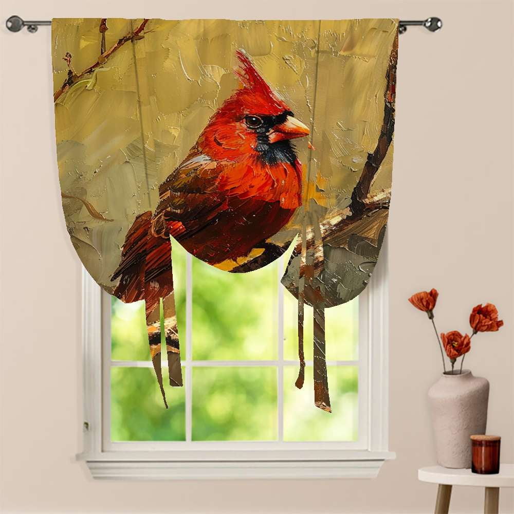 Cardinal Bird Winter Greenery Window Curtain for Living Room Roman ...