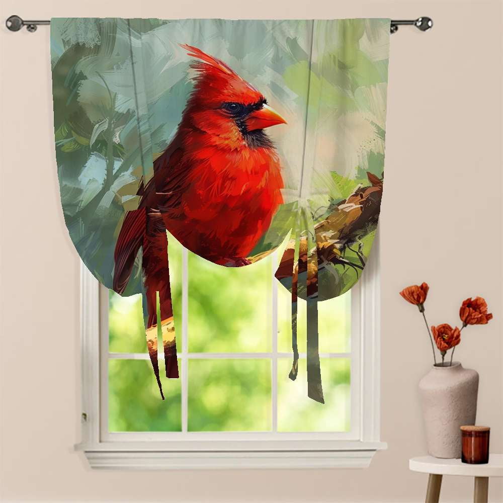 Cardinal Bird Winter Greenery Window Curtain for Living Room Roman ...