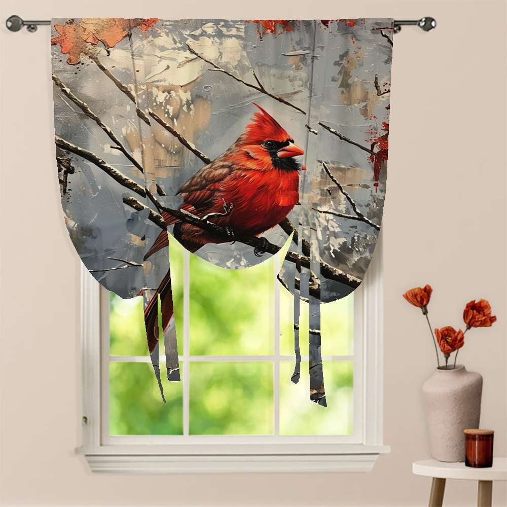 Cardinal Bird Winter Greenery Window Curtain for Living Room Roman ...