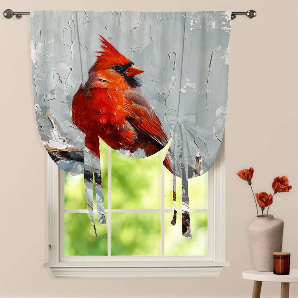 Cardinal Bird Winter Greenery Window Curtain for Living Room Roman ...