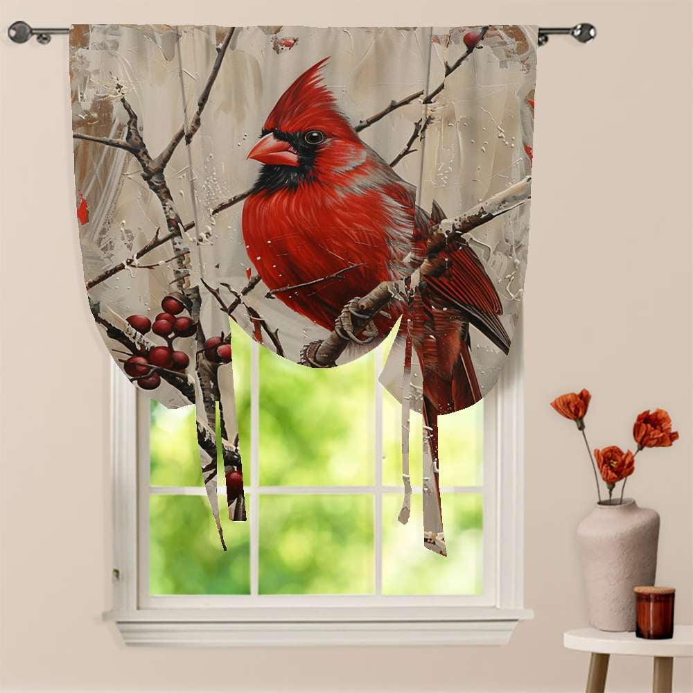 Cardinal Bird Winter Greenery Window Curtain for Living Room Roman ...