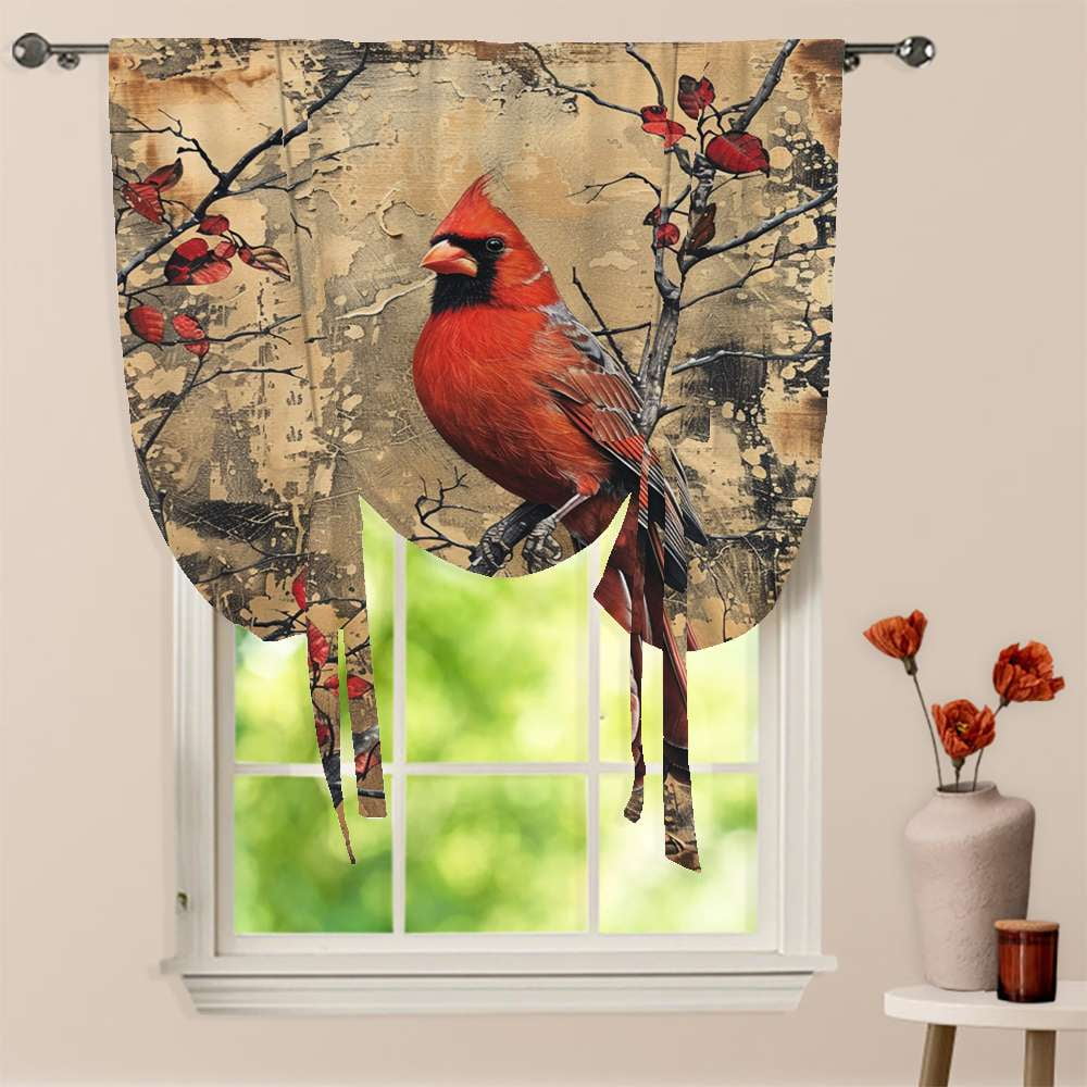 Cardinal Bird Winter Greenery Window Curtain for Living Room Roman ...