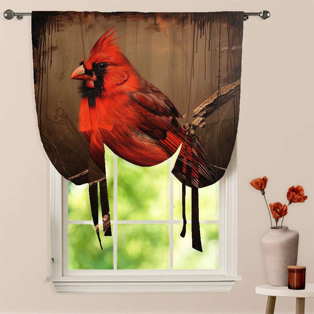 Cardinal Bird Winter Greenery Window Curtain for Living Room Roman ...