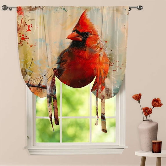 Cardinal Bird Winter Greenery Window Curtain for Living Room Roman ...