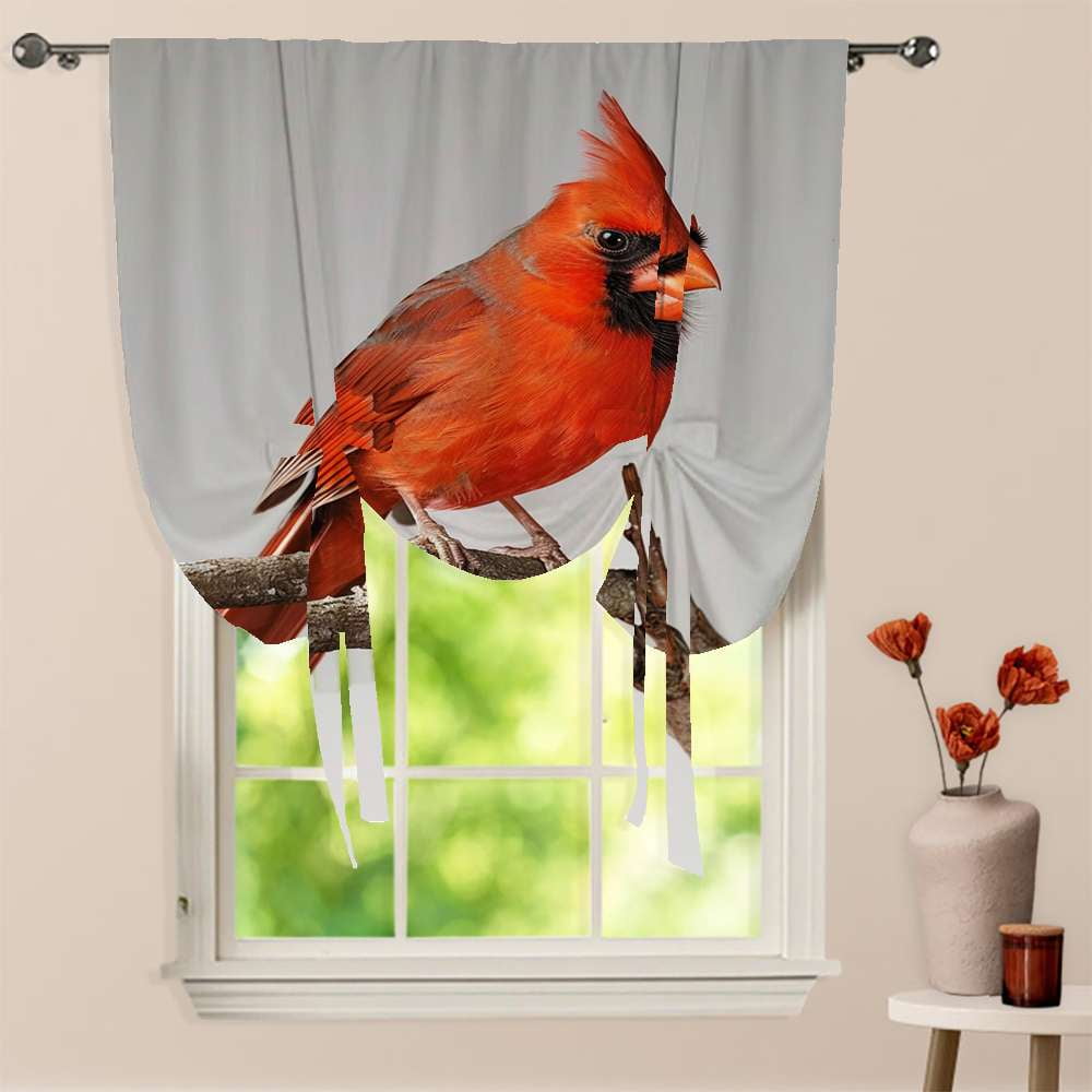 Cardinal Bird Winter Greenery Window Curtain for Living Room Roman ...