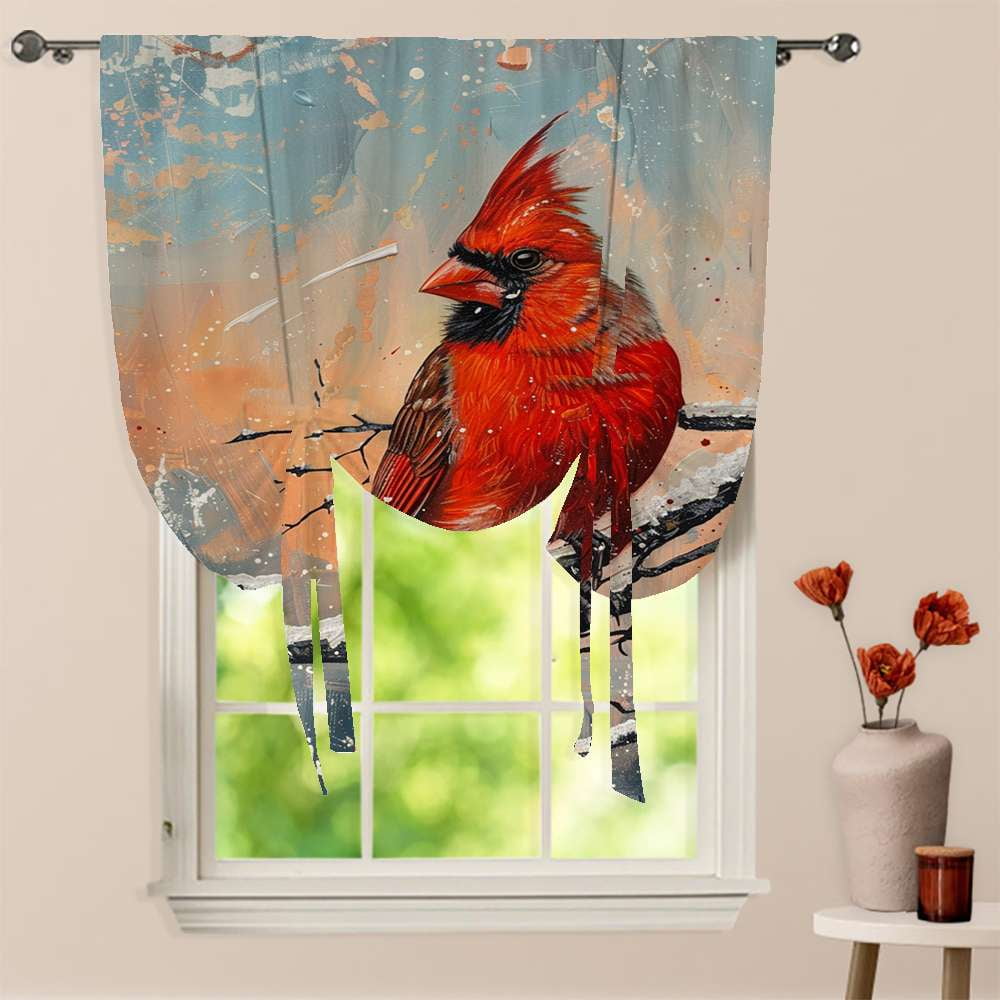 Cardinal Bird Winter Greenery Window Curtain for Living Room Roman ...